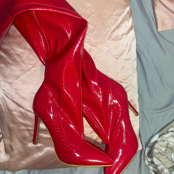 Nordstrom | Shoes | Red Leather Thigh High Boots | Poshmark